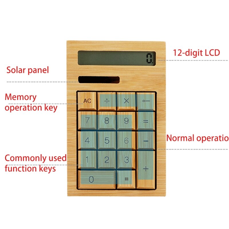 Bamboo Office Calculator 12 Digit LCD Display Scho... – Grandado