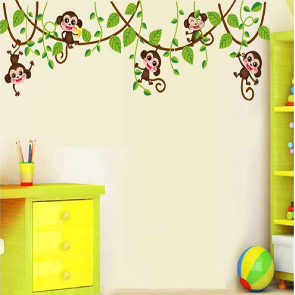 Cute Mini Monkeys Wall Stickers For Kids Room Art ... – Grandado