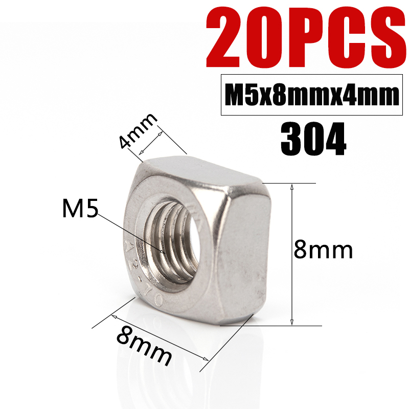 M3 M4 M5 M6 M8 M10 M12 Square Nut 304 Stainless St... – Vicedeal