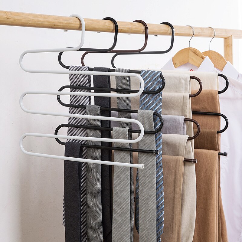 5 layers S Shape Iron Wardrobe Storage Hangers Pan... – Vicedeal