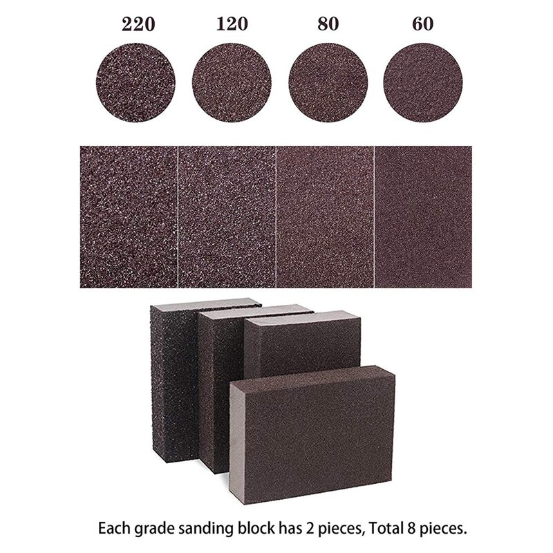 8Pack Sanding Sponges Coarse Fine Sanding Blocks I... – Grandado