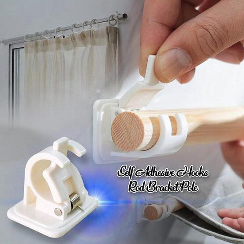 2Pcs/set Self-adhesive Hook Bracket Home Wall Hook Clothes Rail Small ...