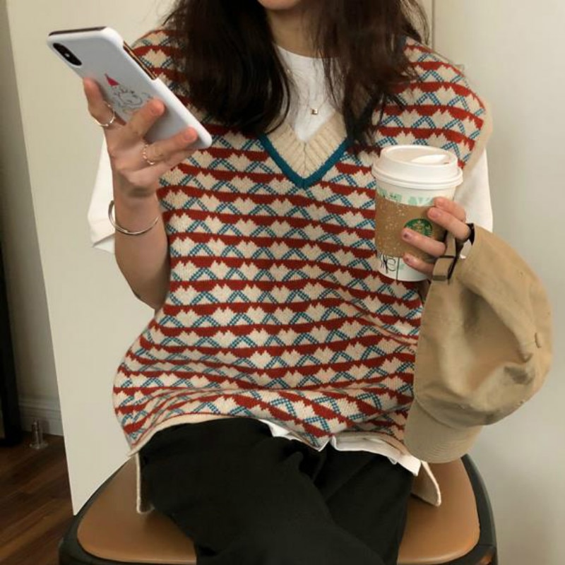 Vests Women Plaid Patchwork Preppy Style Student P... – Grandado