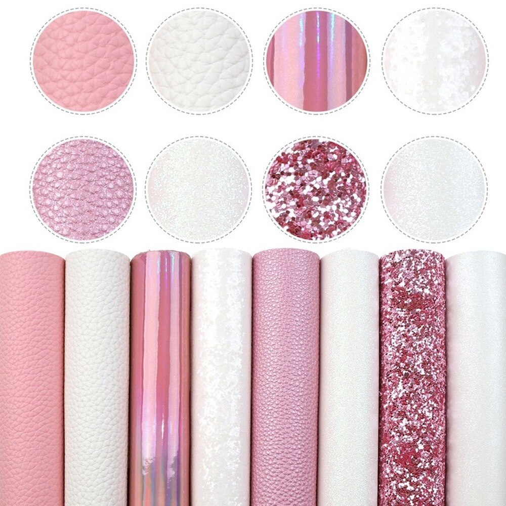 Roze wit leer 8 stuks/set imitatieleer vinyl stof ... – Vicedeal