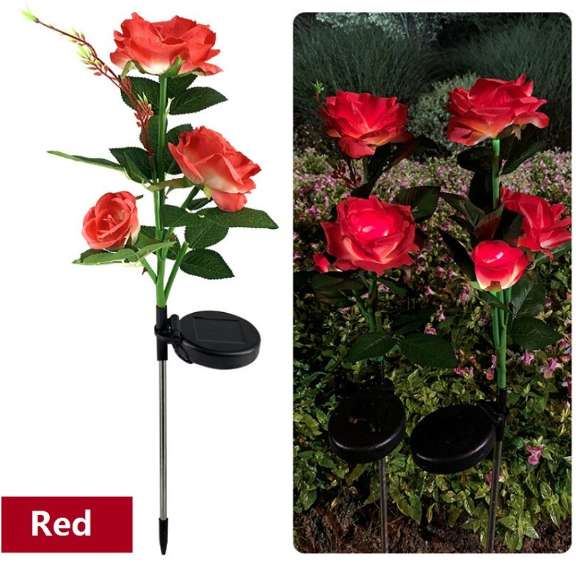 Solar Flower Light Artificial Rose Flower LED Deco... – Grandado