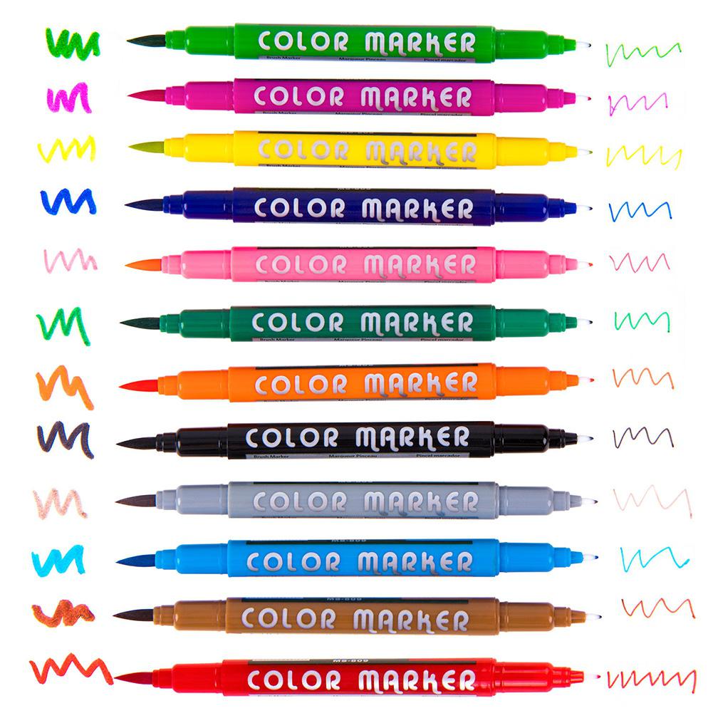 Adeeing 12 Colors Dual Color Marker Water Based Do... – Grandado