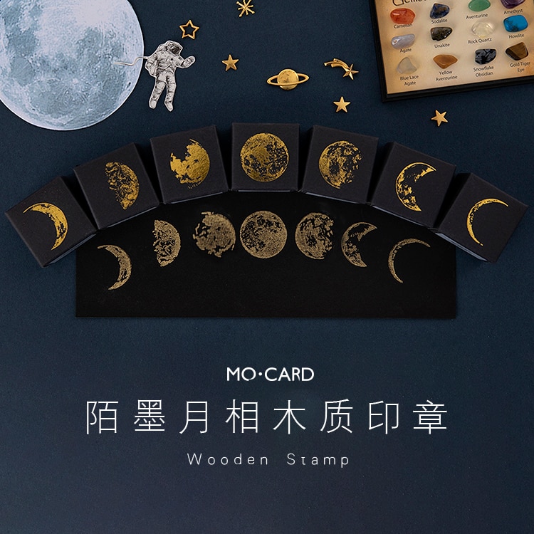 Vintage Phases Of The Moon Planet Round Seal DIY W... – Grandado