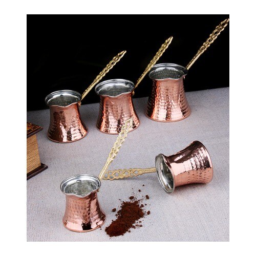 Copper Coffee Pot Turkish Coffee Pot Set 5'Li Y545 – Grandado
