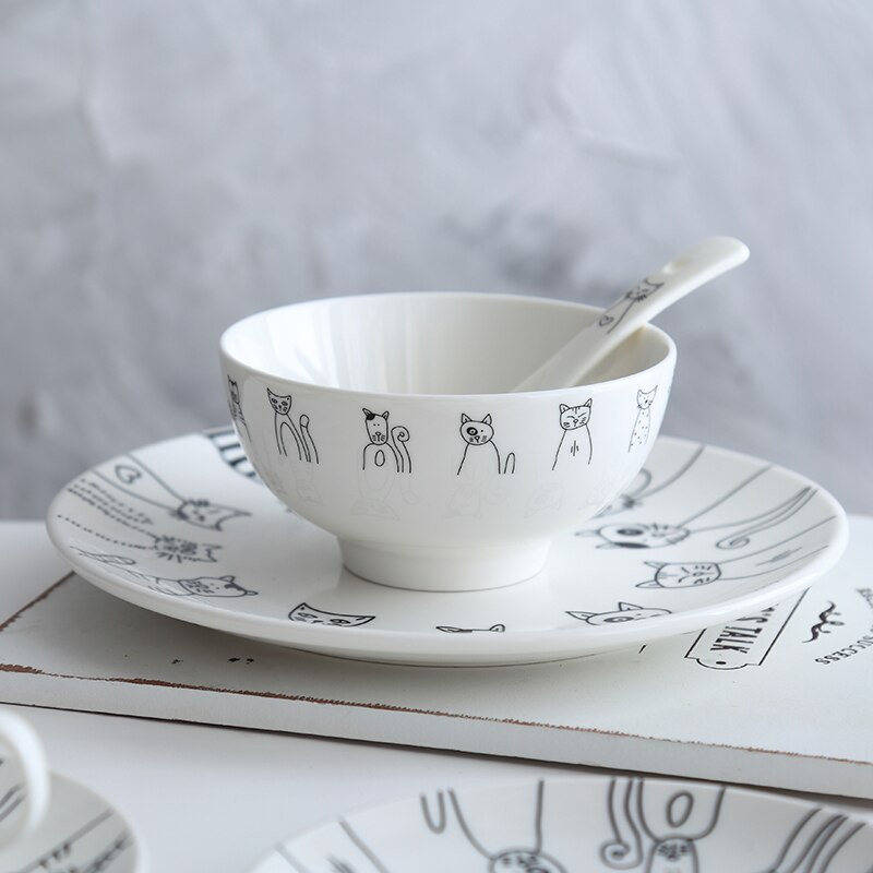 Zakka tableware cat breakfast plate dish cartoon c... – Grandado