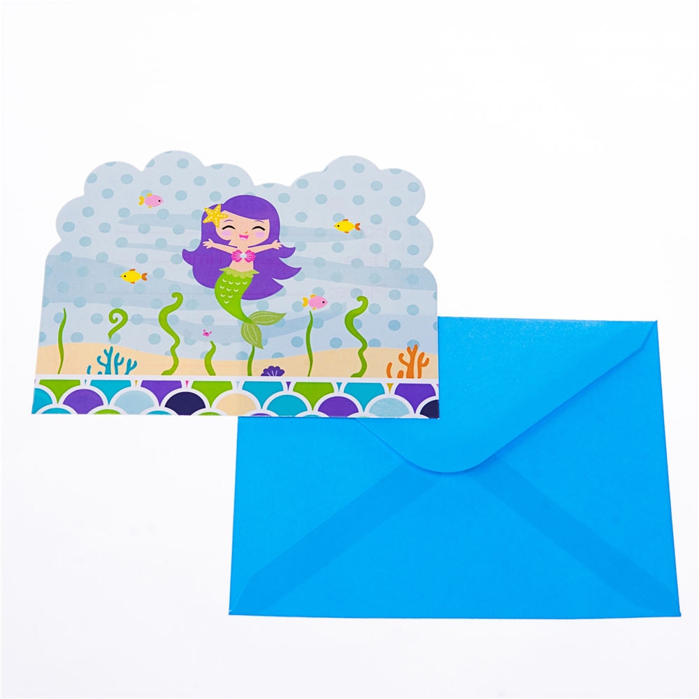 Mermaid theme invitation card mermaid print greeti... – Vicedeal