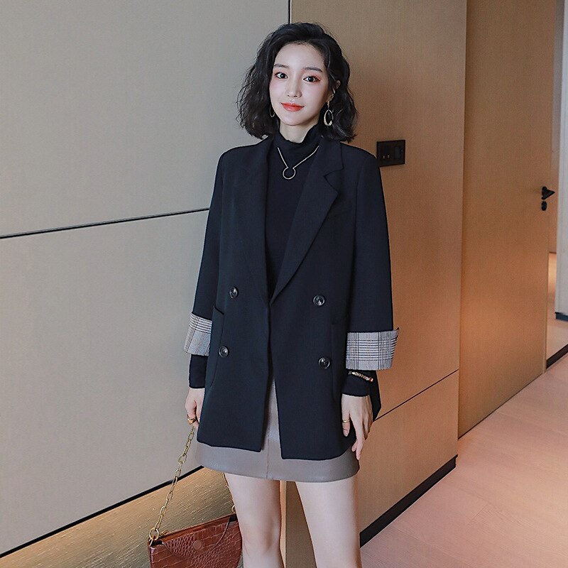 PEONFLY Double Breasted Blazer Women Spring Korean... – Grandado