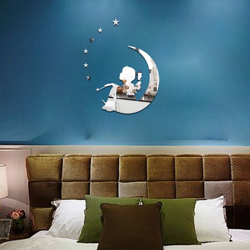 fair and The moon acrylic mirror sticker deco, 3D ... – Grandado