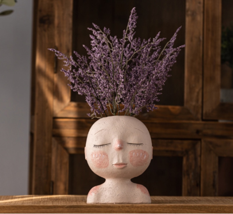 Nordic Resin Human vase head Art flower arrangemen... – Grandado