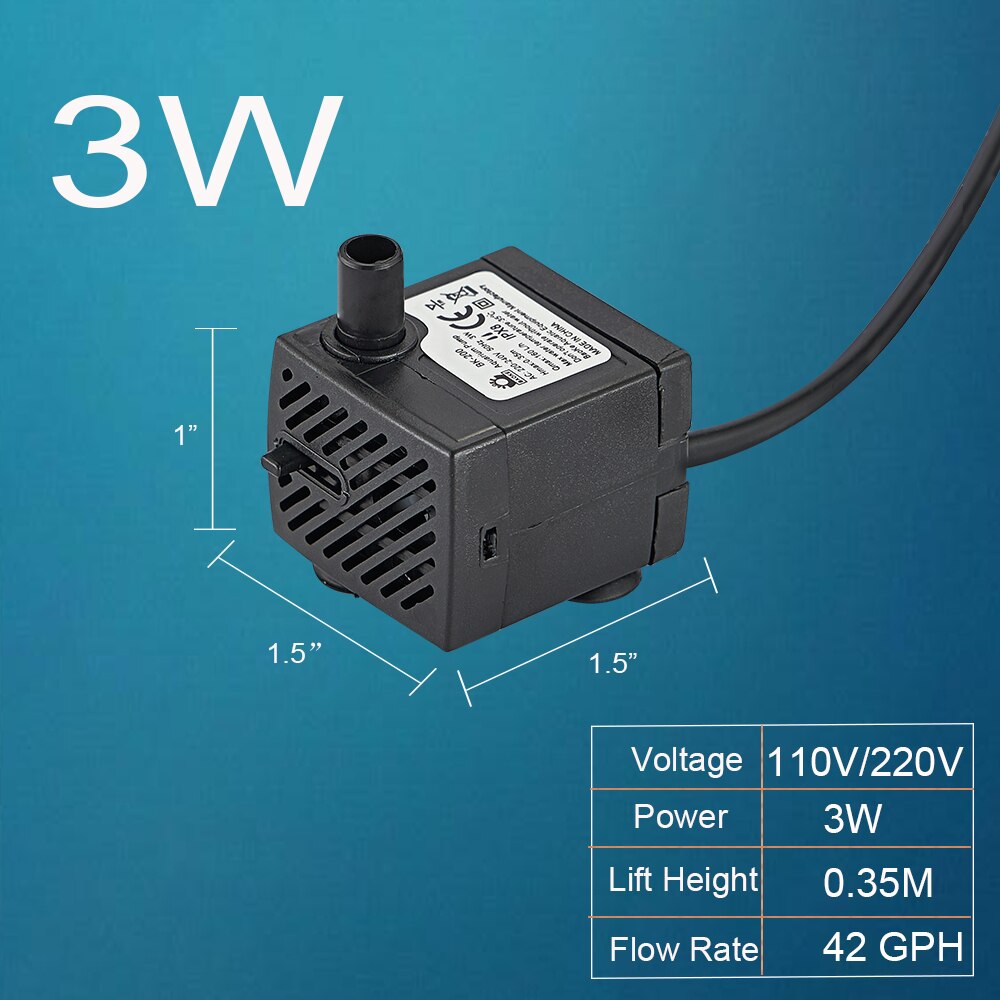 3W 110V/240V Mini Water Features Pump Submersible ... – Grandado