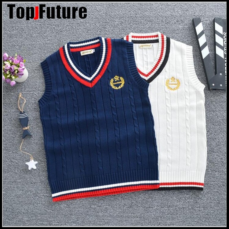 knitted vest crown embroidery JK uniform student u... – Vicedeal