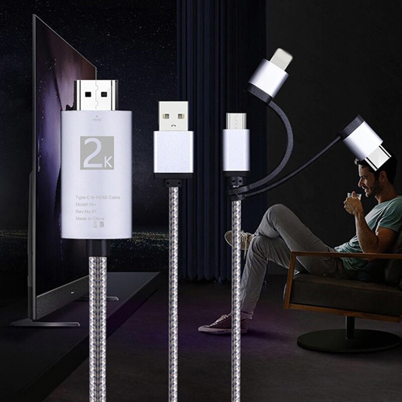 Micro-USB TYPE C to HDMI 3 in 1 2K HDTV TV Connect... – Grandado