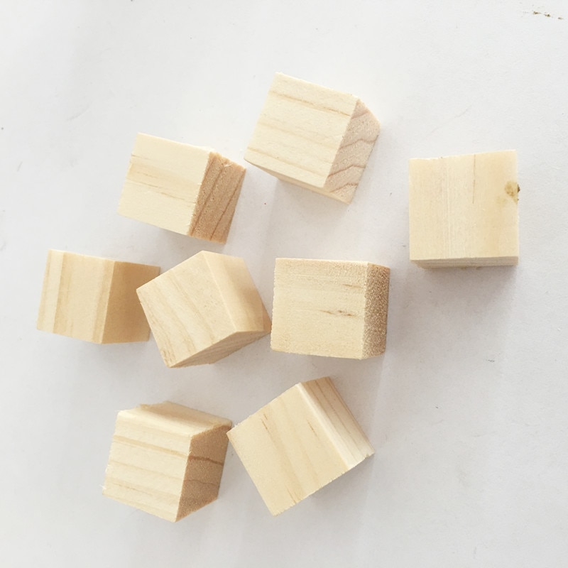 10-40MM 50 Pcs Wooden Square Blocks Mixed Cubes Em... – Grandado