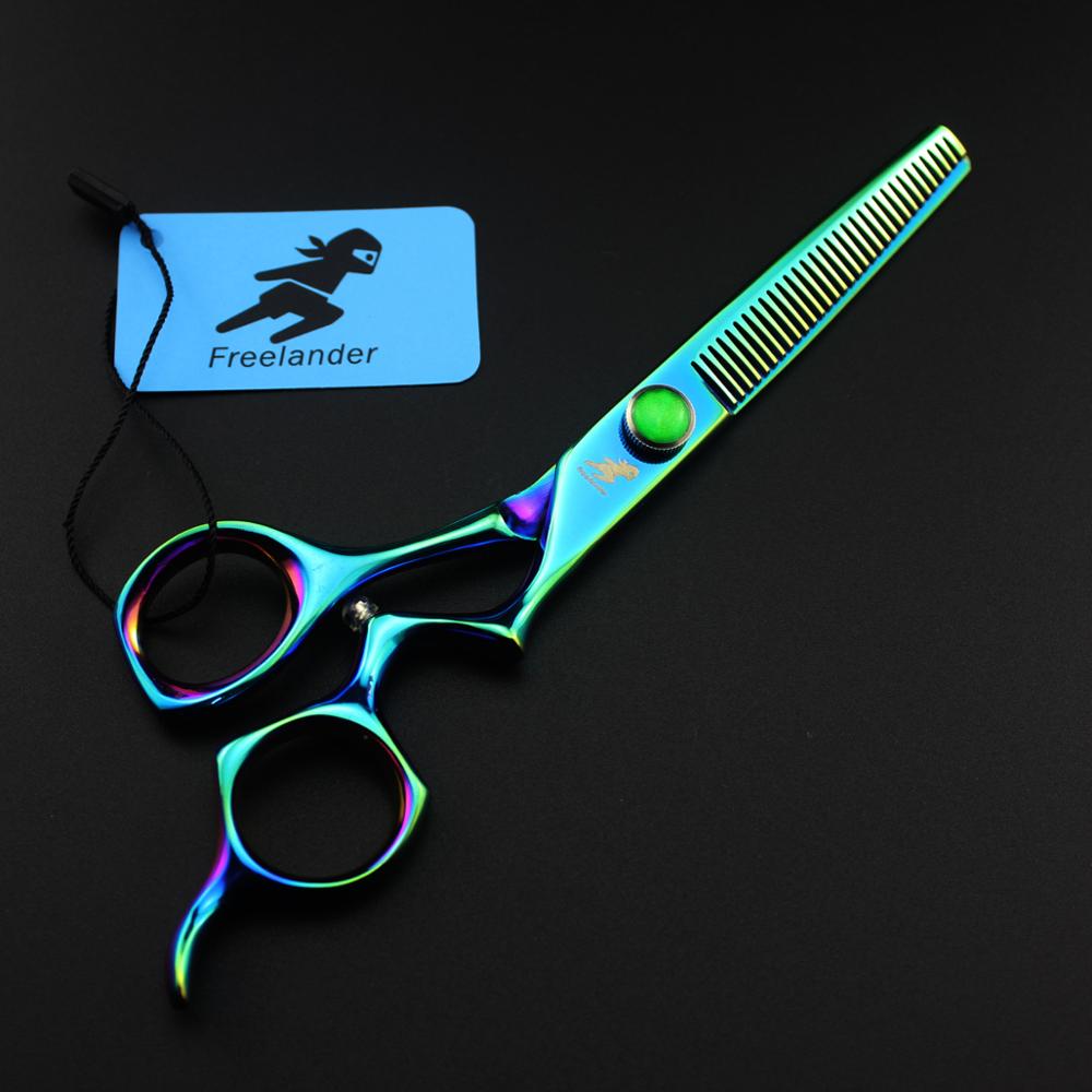 6" hair dressing scissors Green curved handle hair... – Grandado