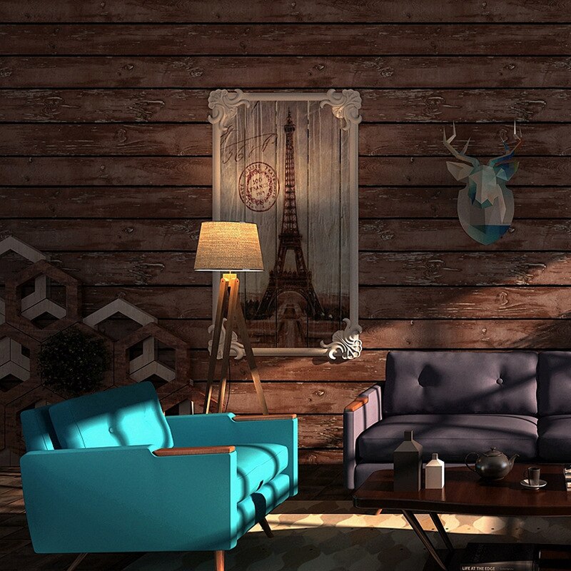 Retro Nostalgic Retro Wallpaper Antique Wood Bar C... – Grandado