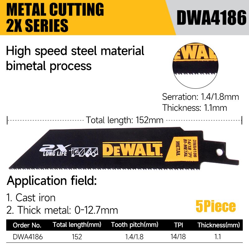DEWALT 5pcs Reciprocating Saw Blades With Straight... – Grandado