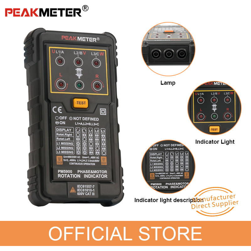 PEAKMETER PM5900 3 Motor Rotation Indicator Meter ... – Grandado