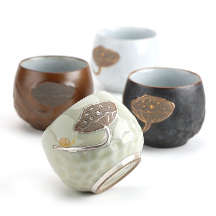 Retro Lotus Tea Cup Color Glaze Handpainted Potter... – Vicedeal