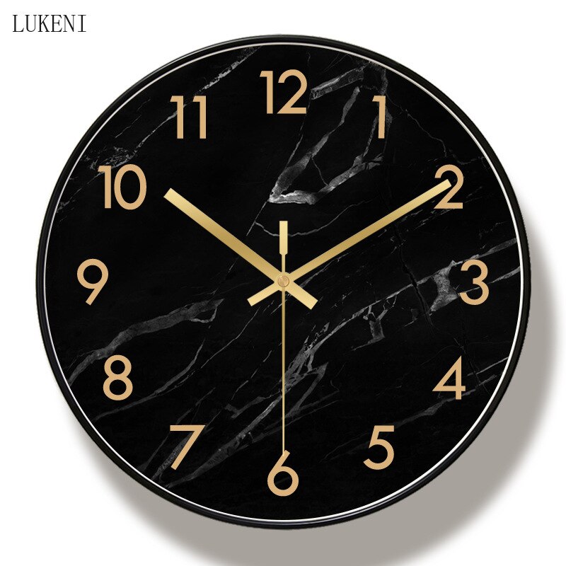 Black marble crack Classic Silent Wall Clock Ten I... – Grandado