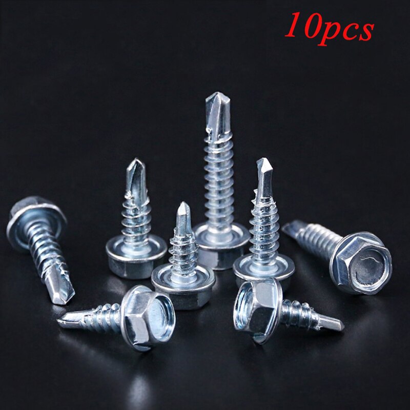 10pcs Self-Drilling Screws 410 Stainless Steel Hex... – Grandado