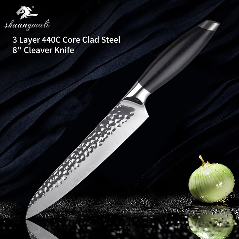 8 Inch Kitchen Knives 3 Layer 440C Forged Steel Ch... – Grandado