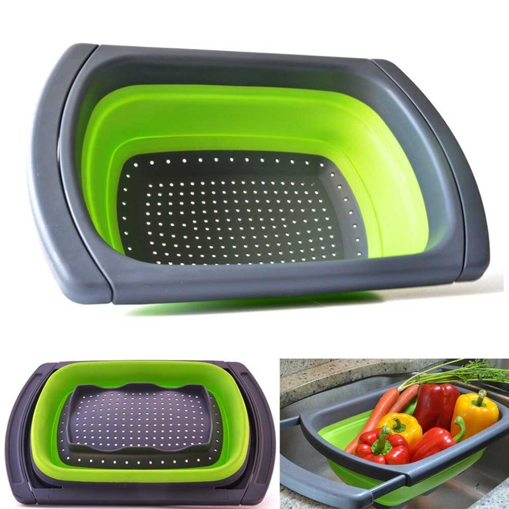 Foldable Drain Basket Silicone Wash Fruit Sink Squ... – Grandado