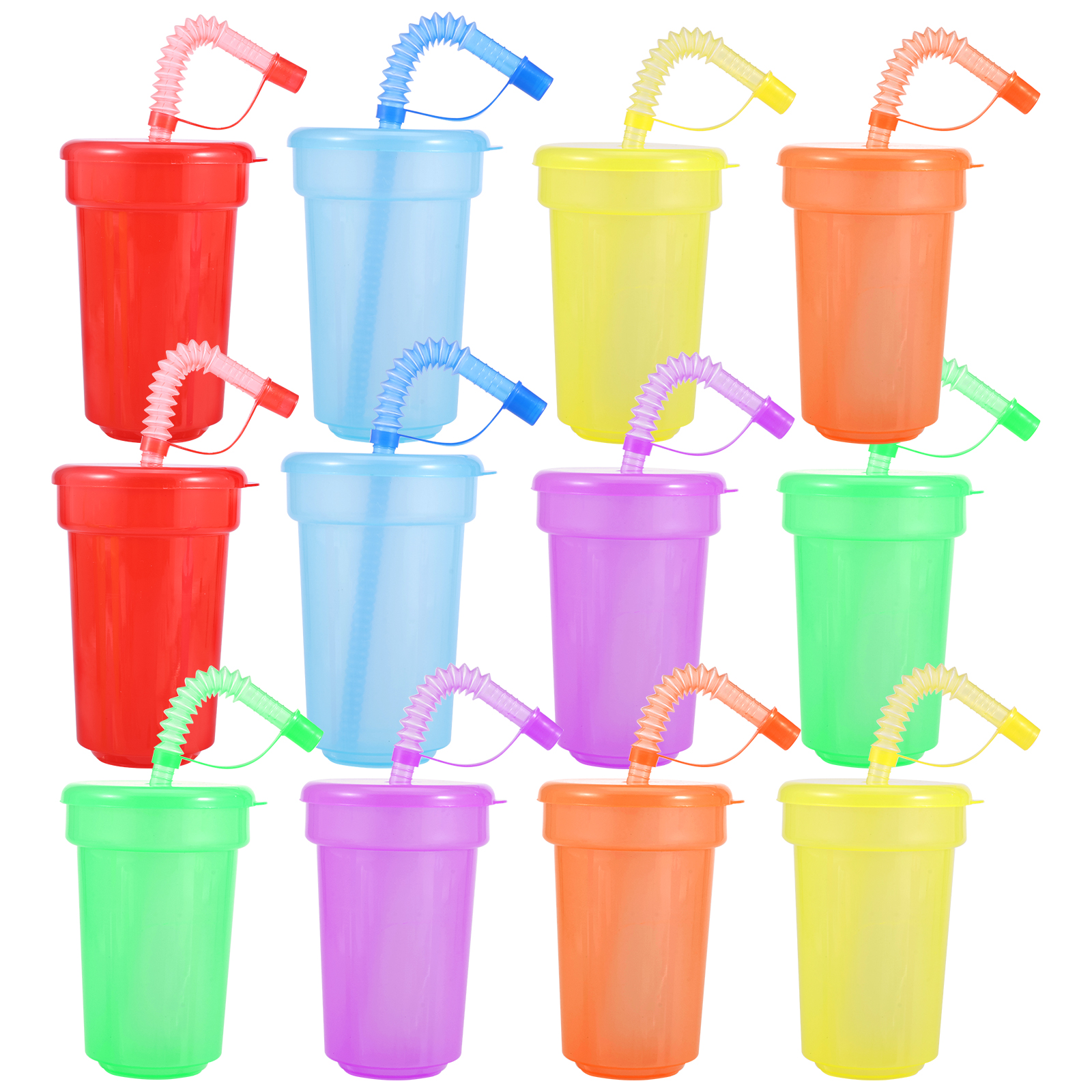 12Pcs Neon Sipper Cups 12oz Colorful Kids Party Cu... – Vicedeal
