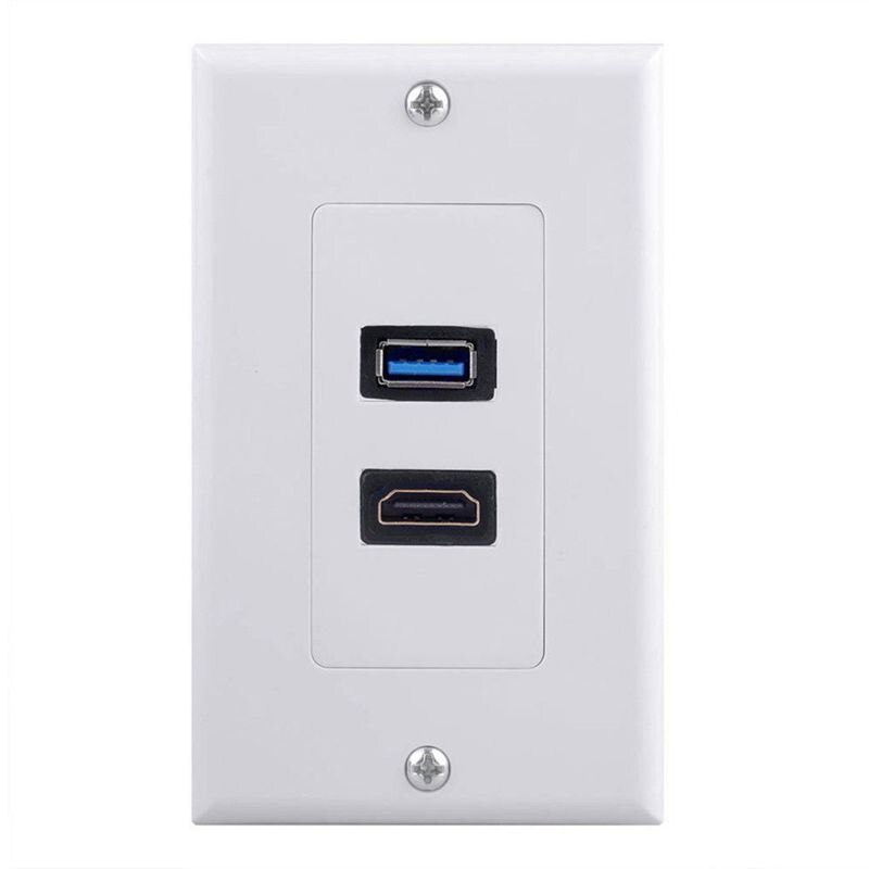 1x 2Port HDMI+USB 3.0 Female Wall Face Plate Panel... – Grandado