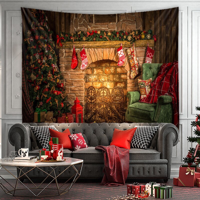 Christmas Tree Fireplace Wall Hanging Tapestry Bac... – Vicedeal
