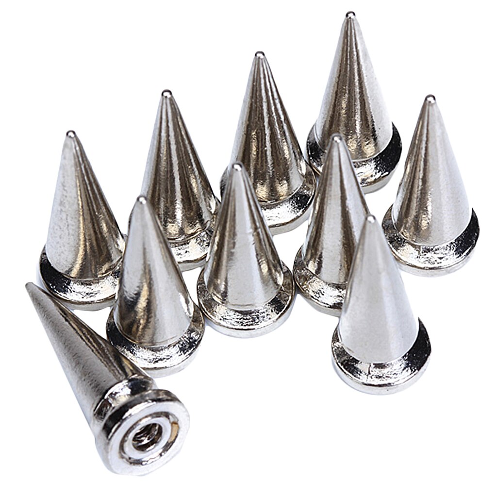 Set of 10 Silver Cone Studs for DIY Craft Leatherc... – Grandado