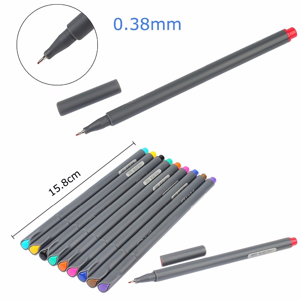 10pcs/pack Fineliner Color Pen Set, 0.38mm Colored... – Vicedeal