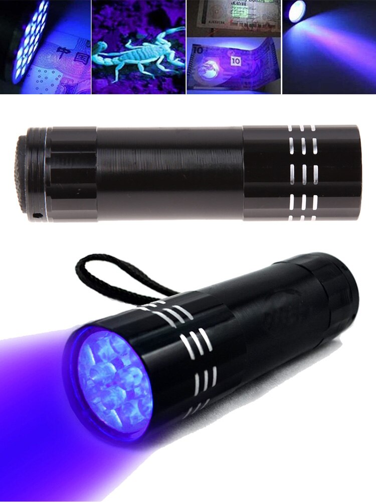 UV Light Torch Lamp Super Mini 9 LED Flashlight Bl... – Grandado