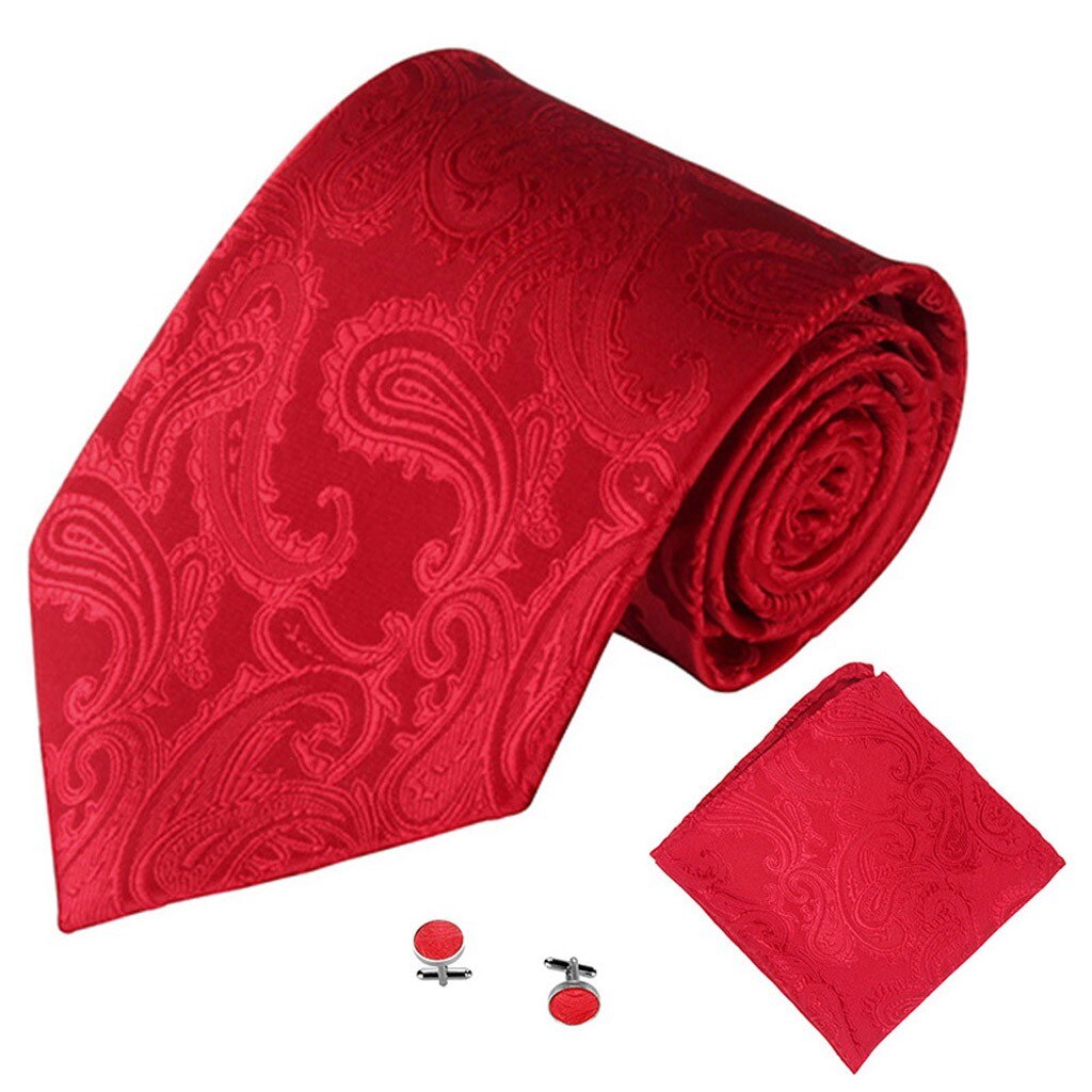 1pc stropdassen met pochet manchetknopen klassieke... – Vicedeal