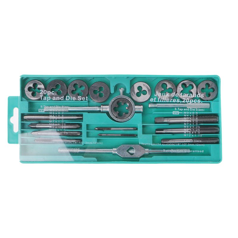 20 Pcs Tap Die Set Metric Hand Threading Tool Tung... – Grandado