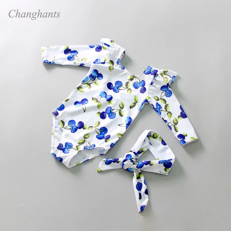 Kids One Piece Swimsuit with Blue Cherry Print 1-6... – Grandado