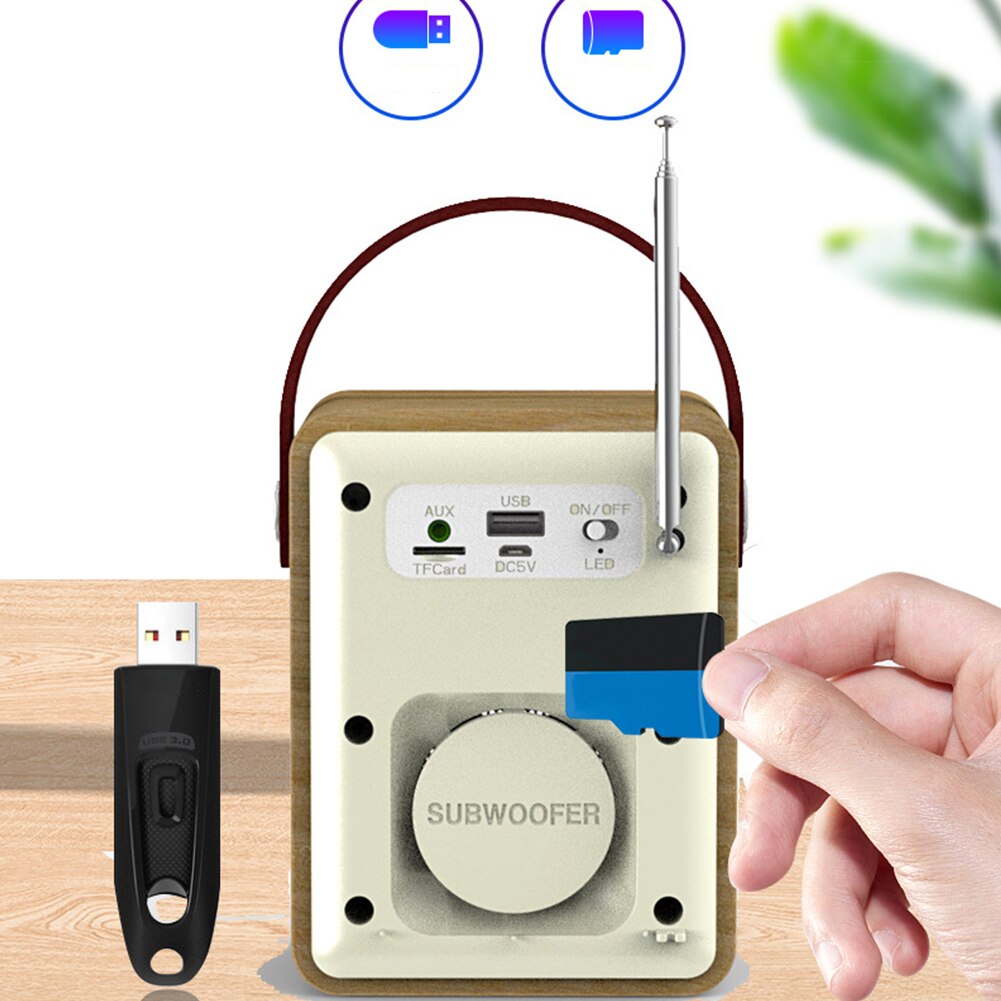 Wooden TF Card Slot Retro Portable Clock Speaker L... – Grandado