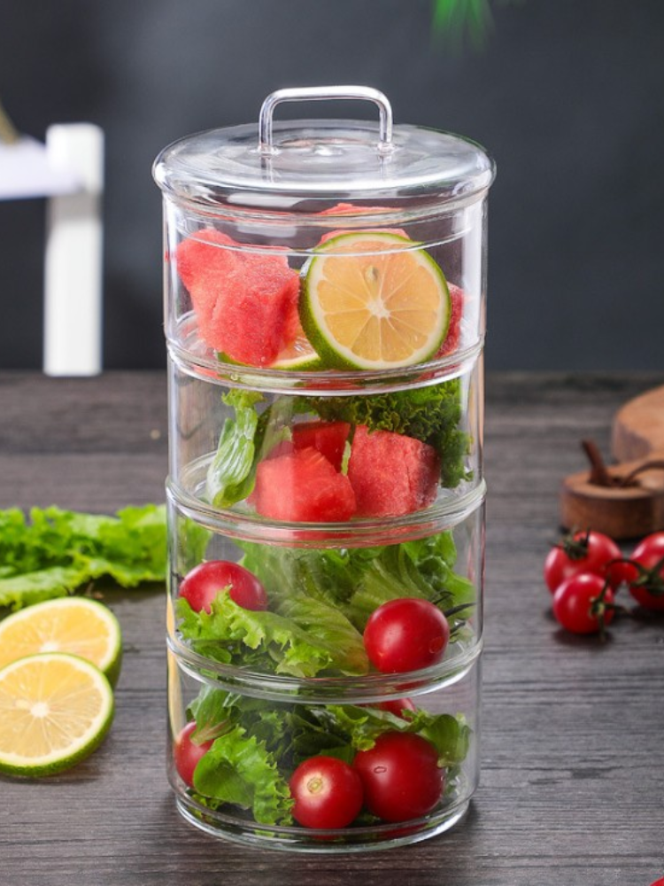 New1200 Ml 3-layer Glass Can Kitchen Food Bulk Con... – Vicedeal