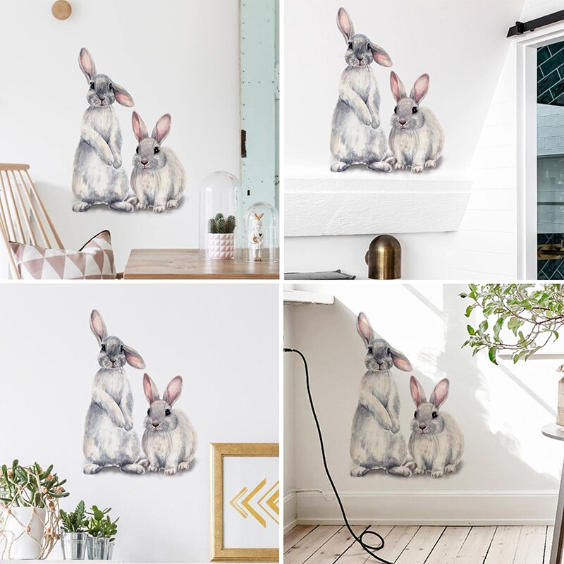 30*40cm Wall Sticker Two Cute Rabbits Removable Ro... – Grandado