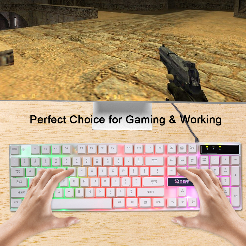 Mechanical feel USB Wired Gaming Keyboard Rainbow ... – Grandado