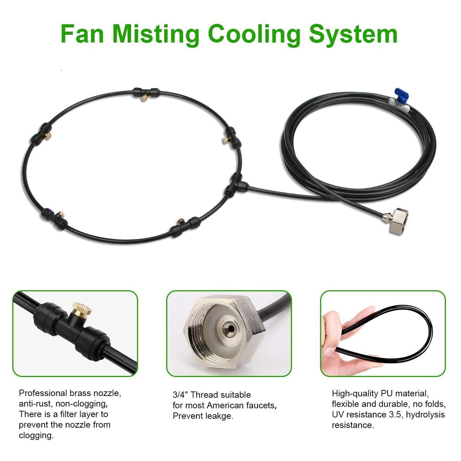 Fan Misting Kit Outdoor Cooling System Portable Pa... – Vicedeal