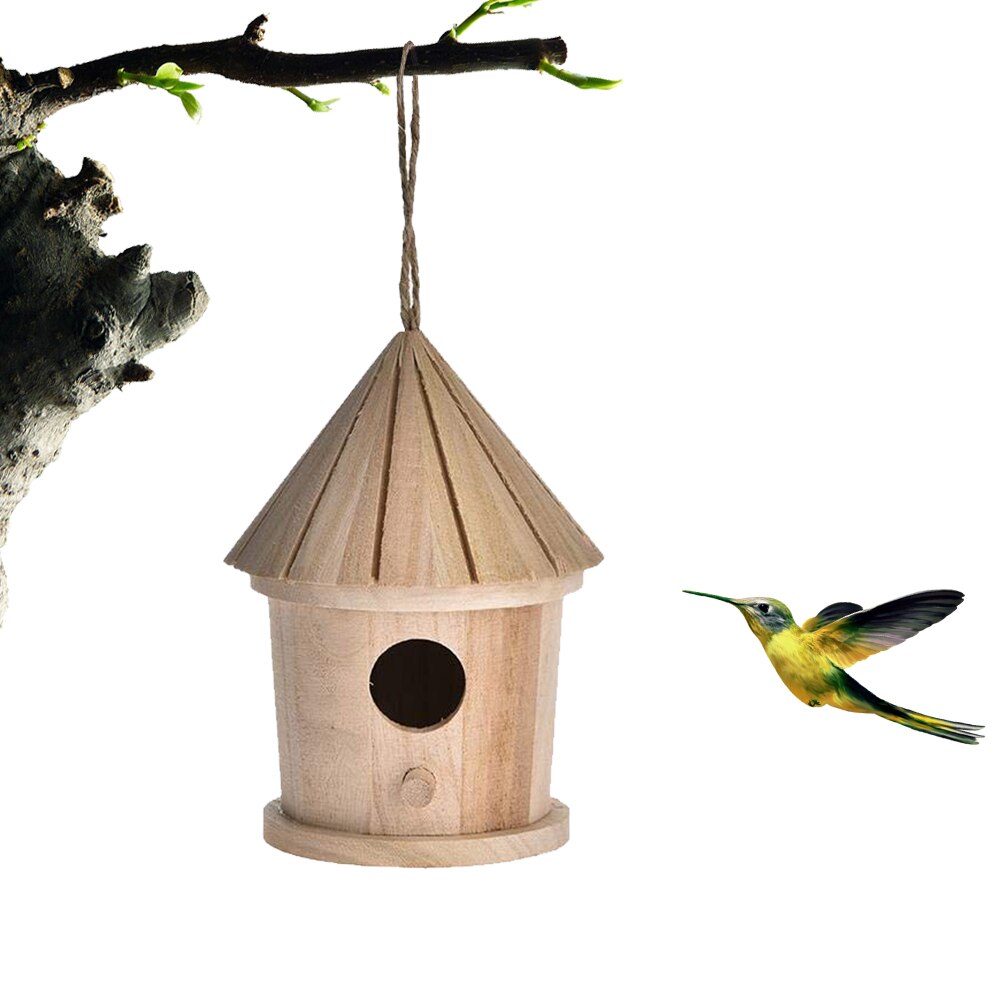 Wooden Bird Nest Hanging Bird House Home Natural Wooden Bird Cage ...