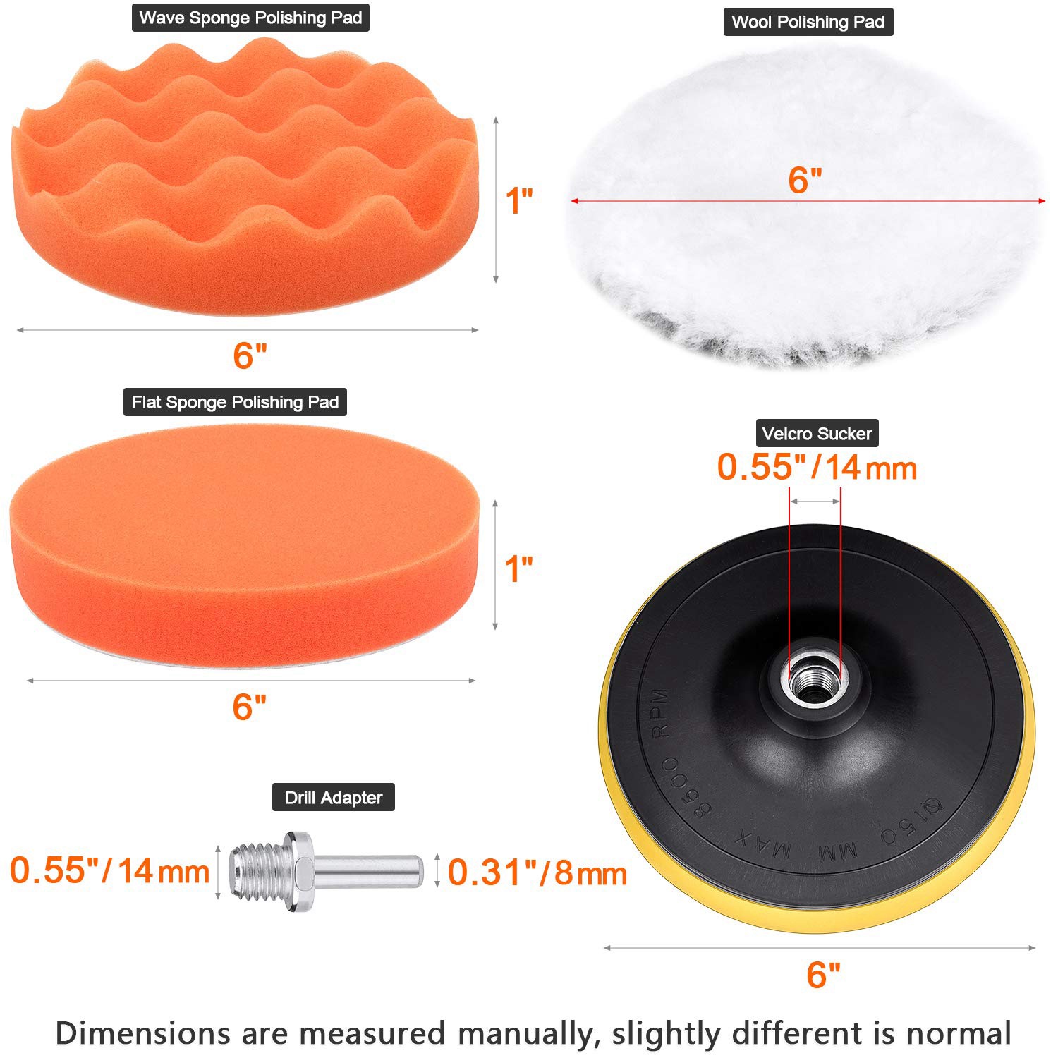 6 Inch En Polijsten Pad Kit voor Auto Polijstmachi... – Grandado