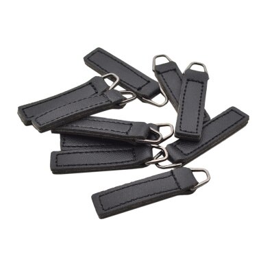 10pcs Black Coffee Leather Zipper Tag DIY Handmade... – Vicedeal