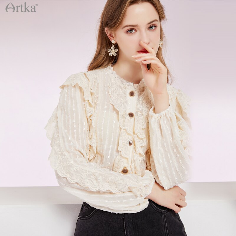 ARTKA Spring Women Blouse Lace Palace Style Chiffo... – Vicedeal