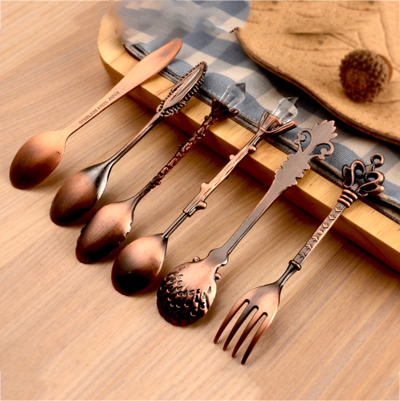 6 Pcs/Set Coffee Fork Vintage Kitchen fruit Carved... – Grandado