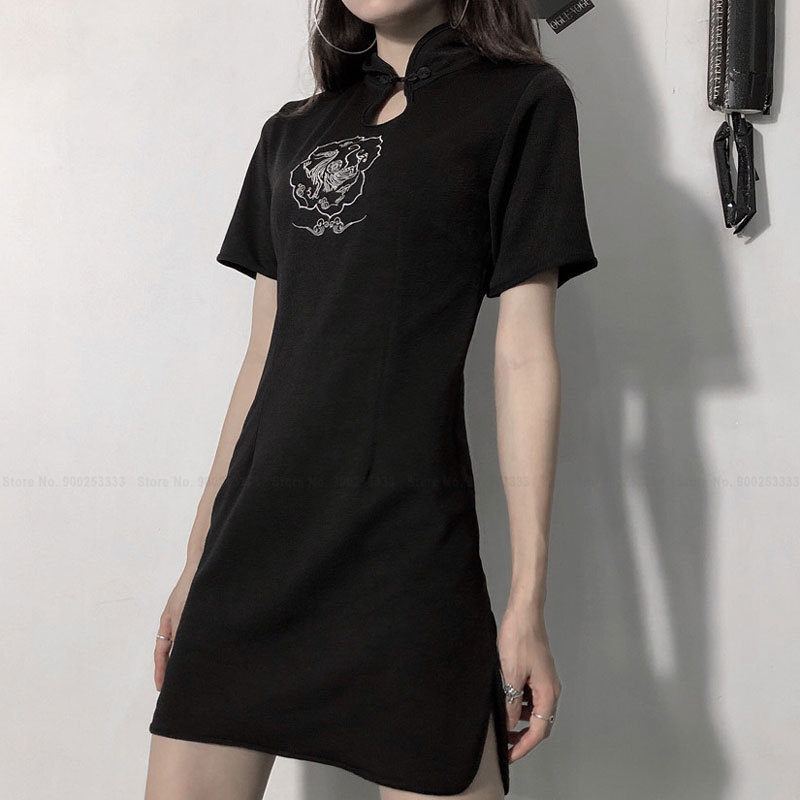 Women Gothic Punk Cheongsam Chinese Style Embroide... – Grandado